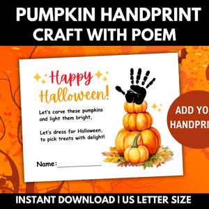 Pumpkin Handprint Art Printable, Pumpkin Poem Handprint Printable ...