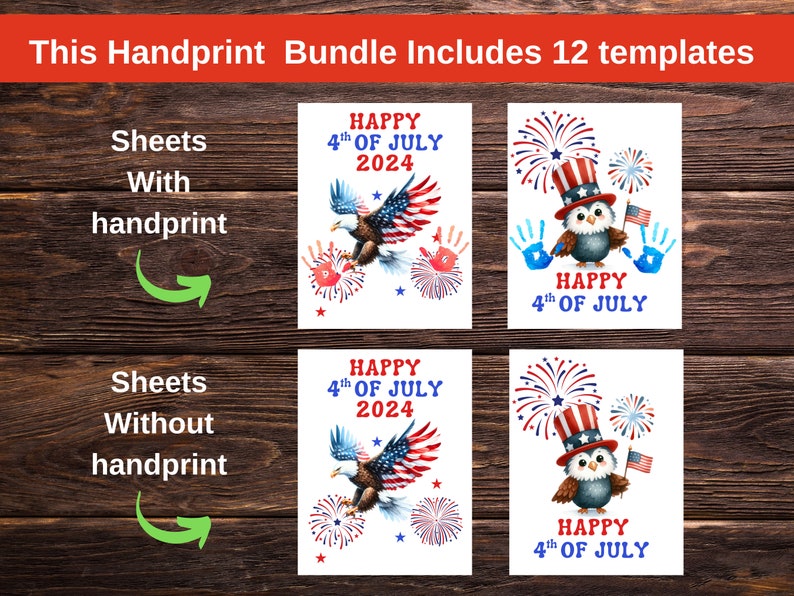 4th of July Handprint Bundle 12 Designs, July 4th Handprint Crafts ...