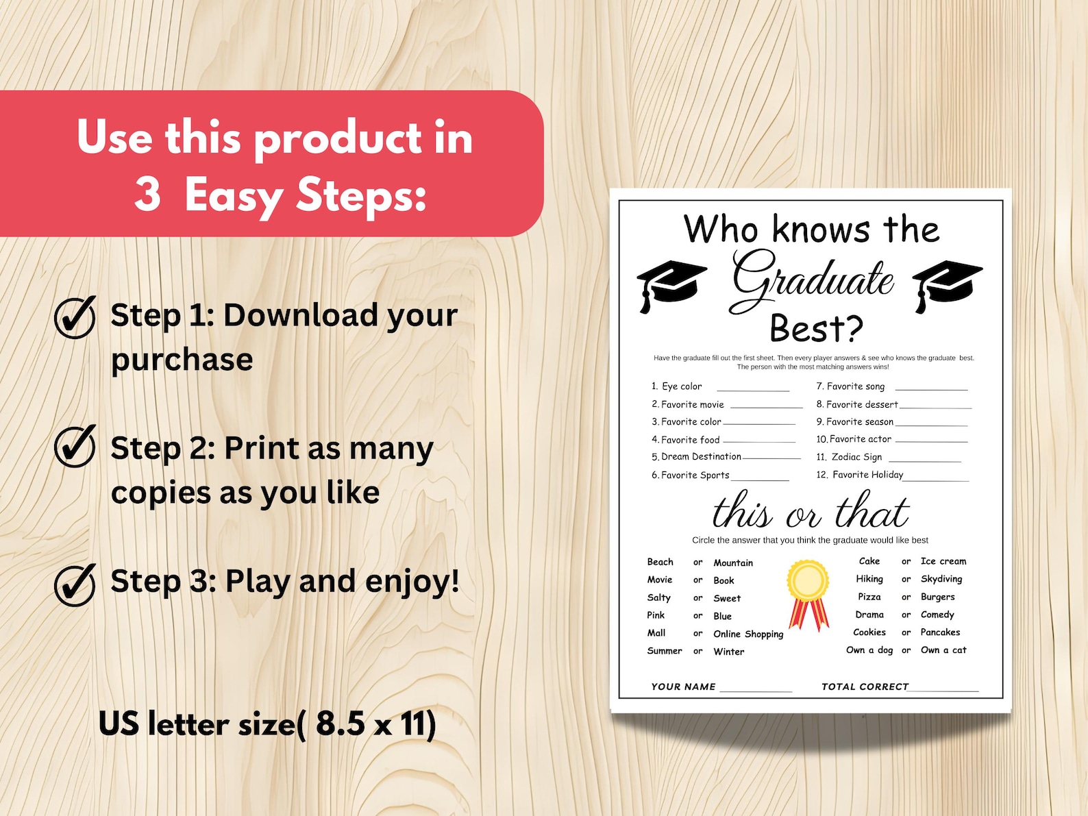 Graduation Game, Who Knows the Graduate Best, Graduation Trivia Game ...