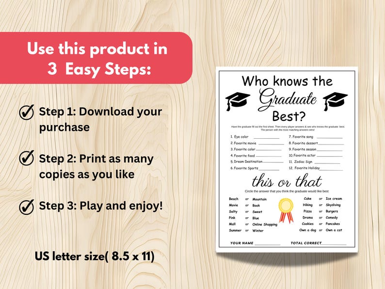 Graduation Game, Who Knows the Graduate Best, Graduation Trivia Game ...