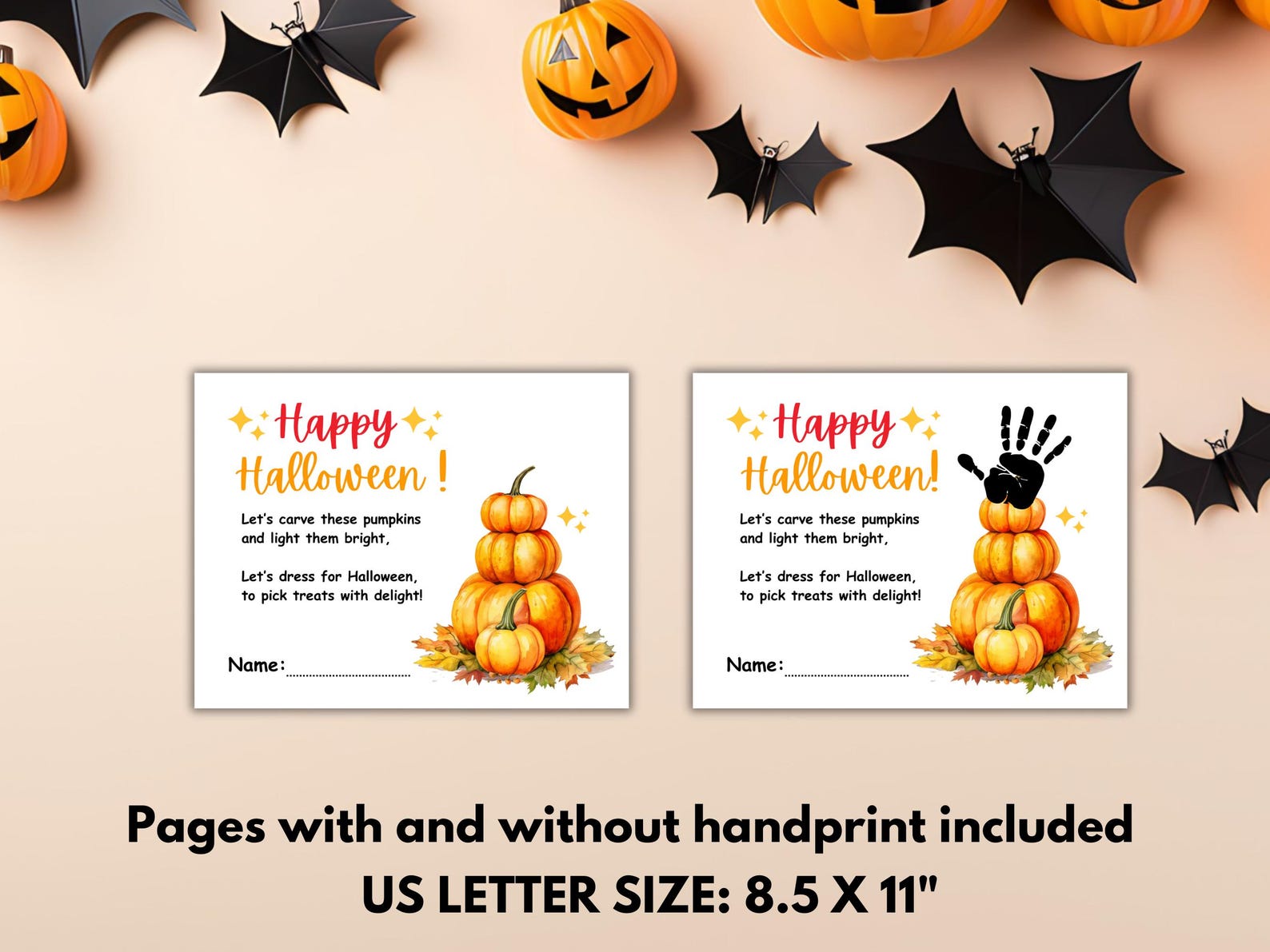 Pumpkin Handprint Art Printable, Pumpkin Poem Handprint Printable ...