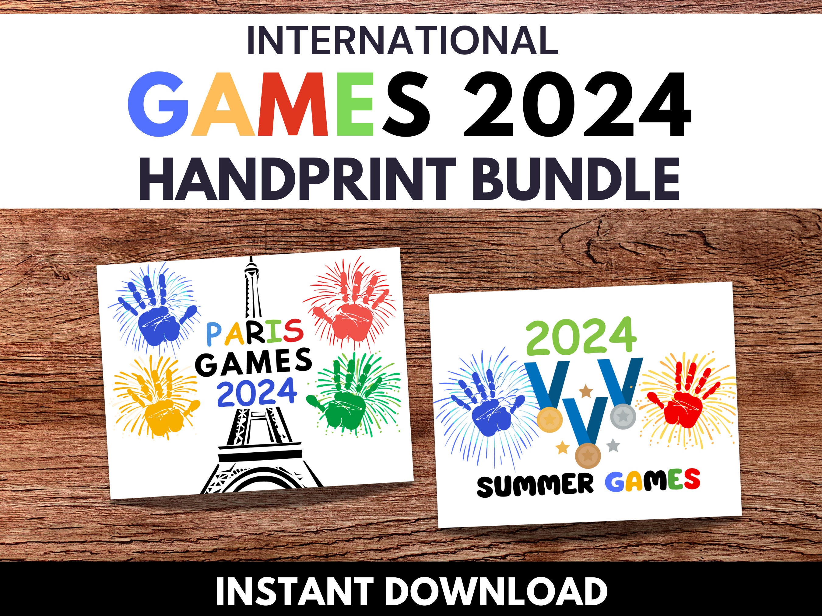 2024 Summer Games Handprint Art Bundle, 2024 Paris Games, International ...