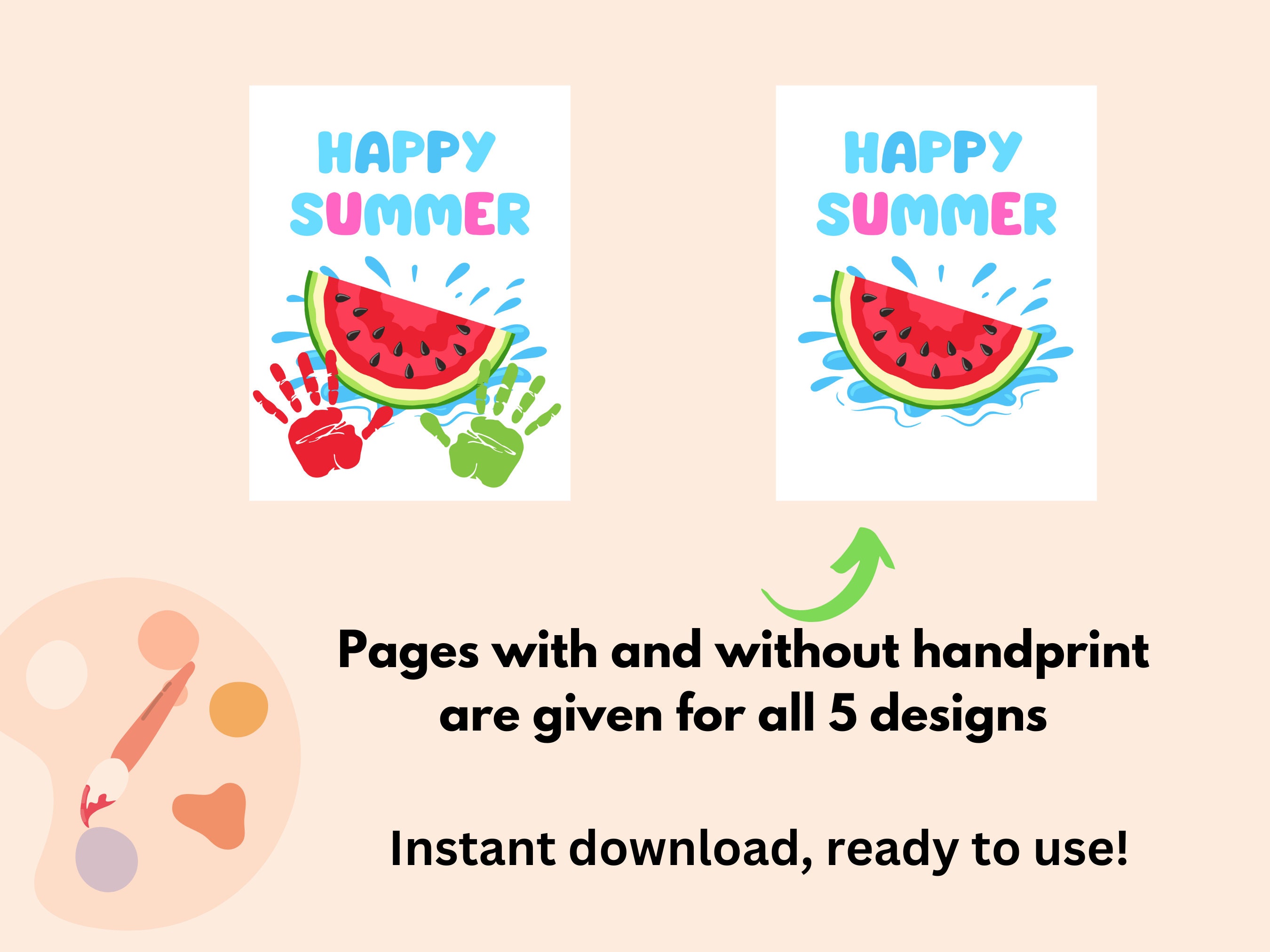 Watermelon Handprint Bundle, Summer Handprint Craft Bundle, Watermelon ...