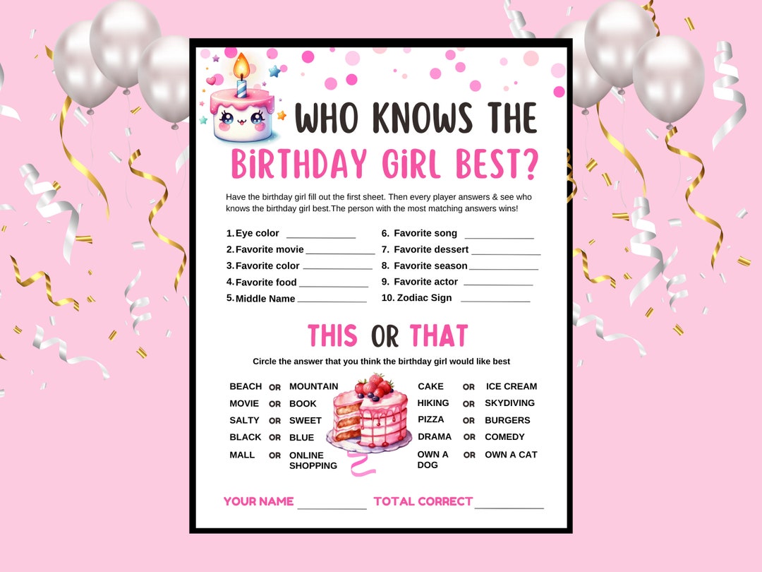 Who Knows the Birthday Girl Best, How Well Do You Know the Birthday ...