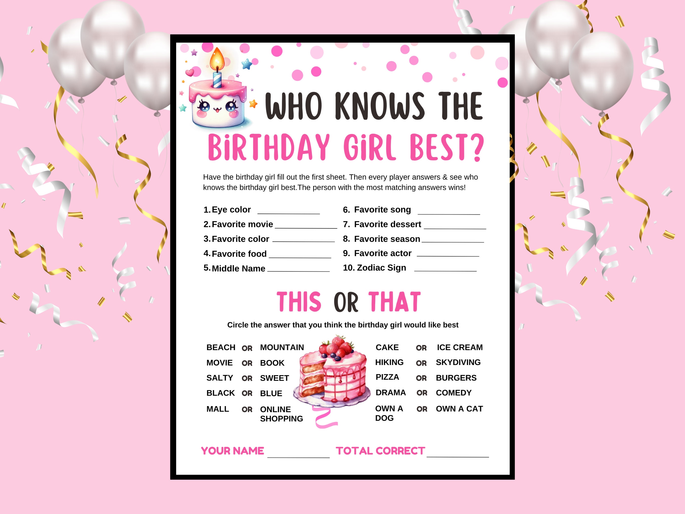 Who Knows the Birthday Girl Best, How Well Do You Know the Birthday ...