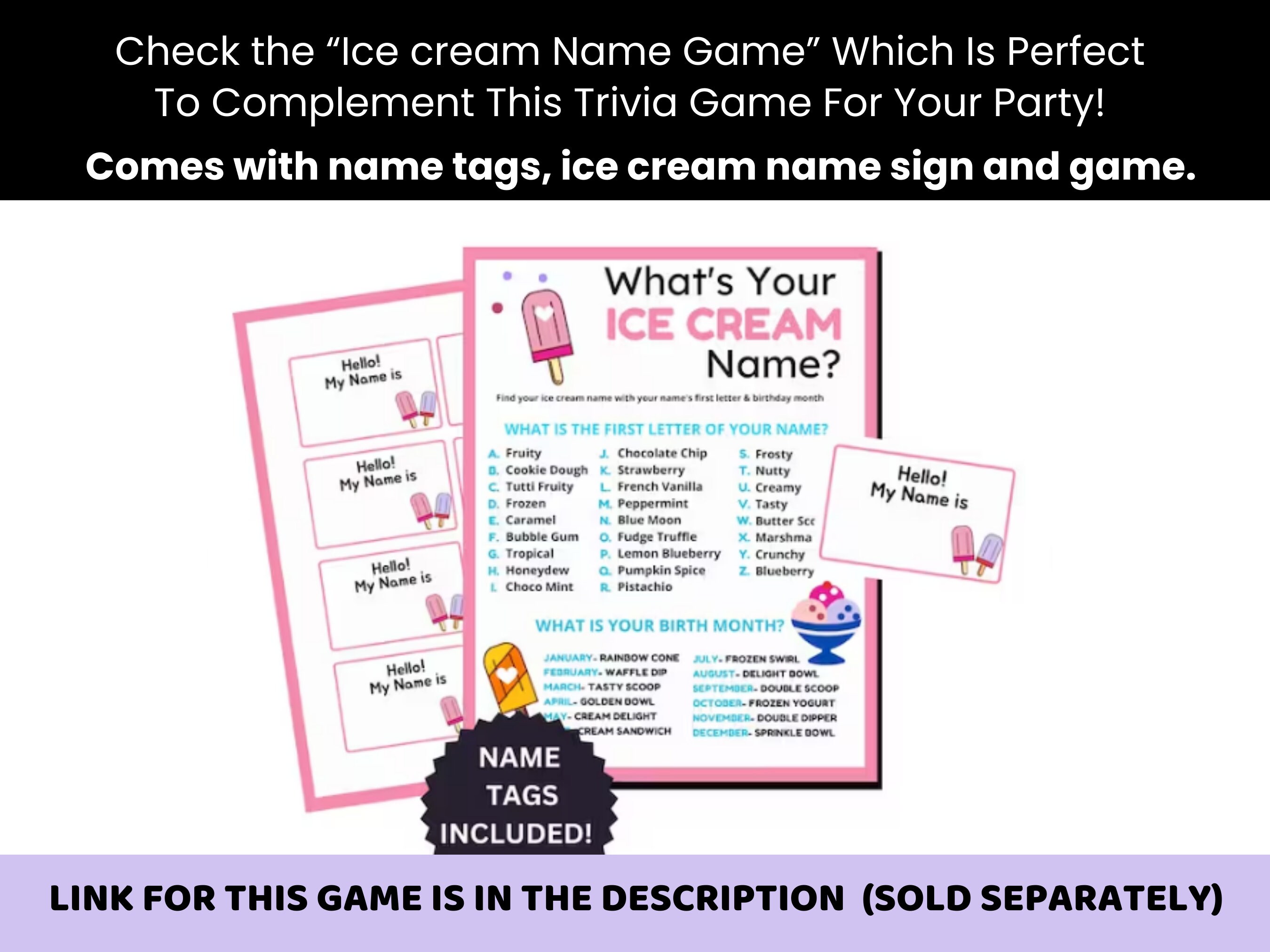 Ice Cream Trivia Game, Ice Cream Party, Ice Cream Themed Bridal Shower ...
