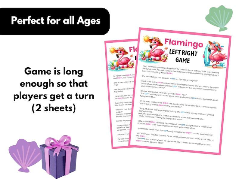 Flamingo Left Right Game, Printable Flamingo Game for Kids & Adults ...