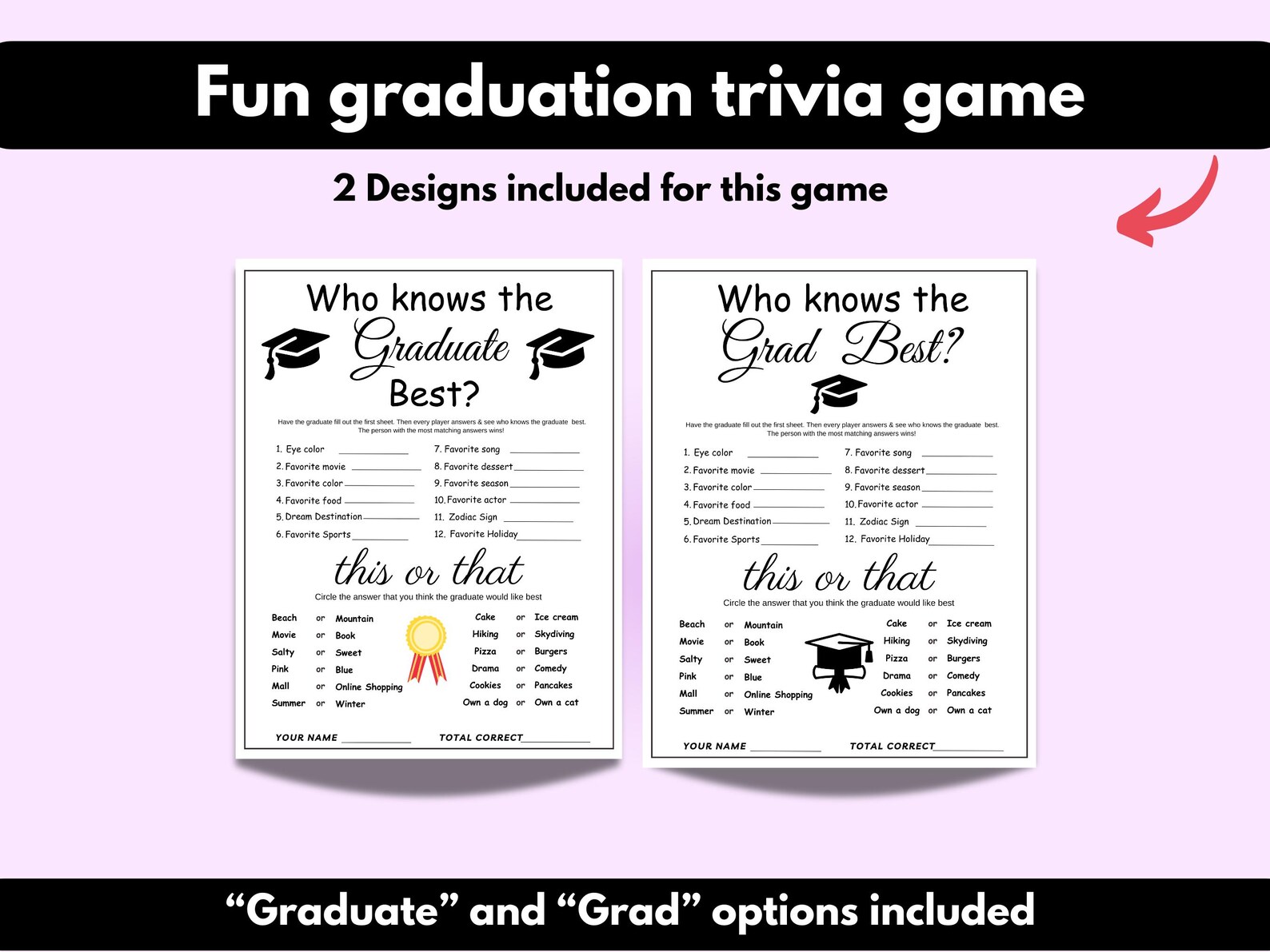 Graduation Game, Who Knows the Graduate Best, Graduation Trivia Game ...