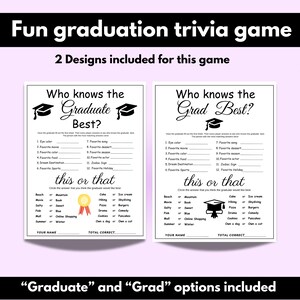 Graduation Game, Who Knows the Graduate Best, Graduation Trivia Game ...