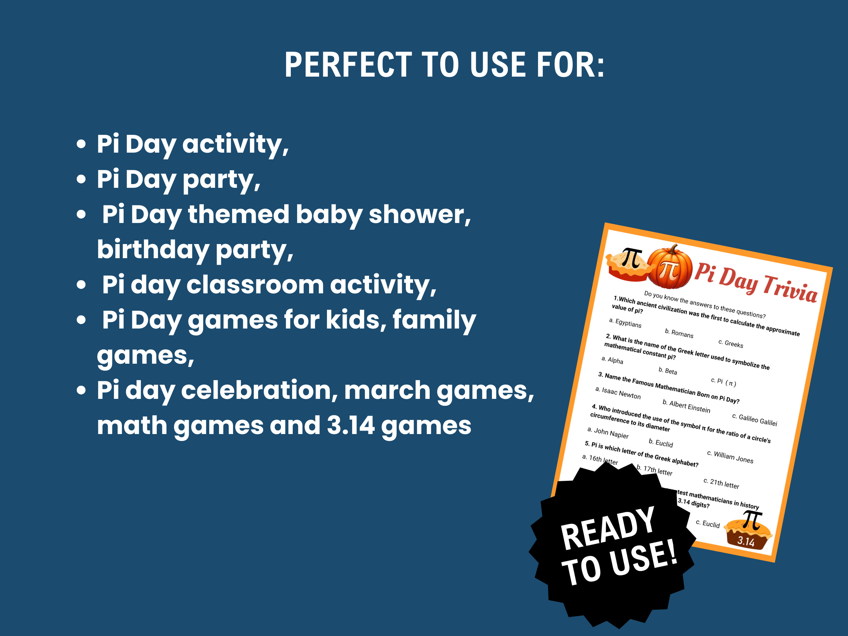 Pi Day Trivia, Pi Day Ideas for Teachers, Classroom Pi Day Activity, Pi ...