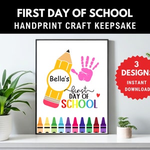 First Day of School Handprint Craft, Back to School Craft, 1st Day ...