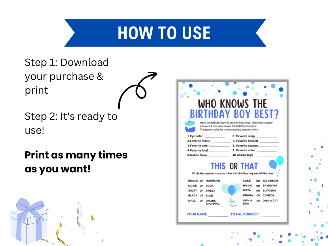 Birthday Games Bundle for Him, Who Knows the Birthday Boy Best ...