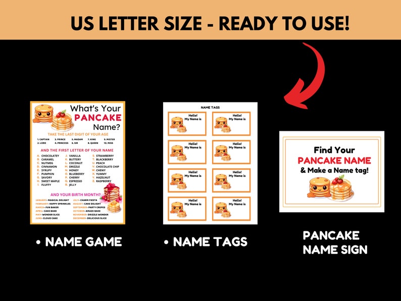What's Your Pancake Name Game With Nametags & Sign| Pancake Day ...