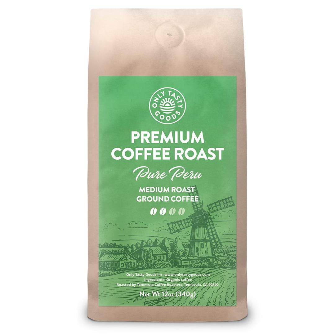 Organic Pure Peru Coffee - Medium Roast Ground - Fair Trade, Fresh Low ...