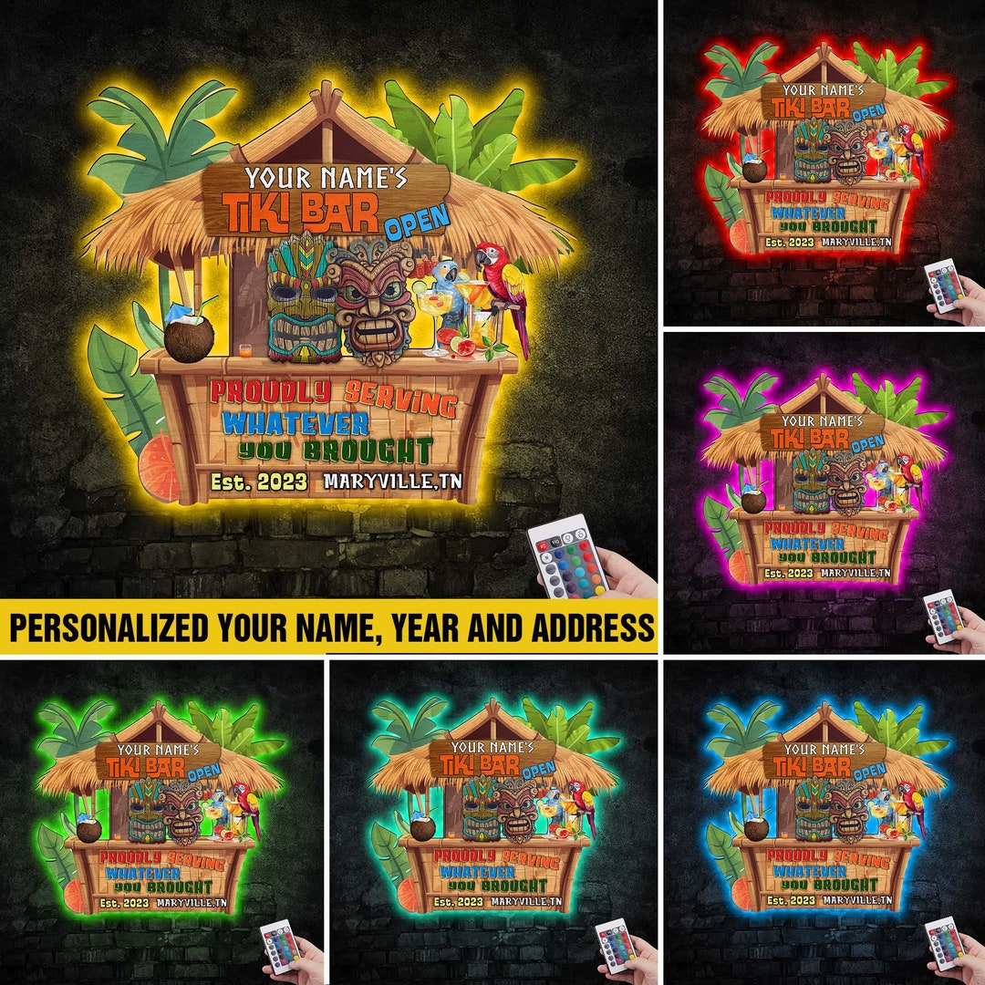 Tiki Bar Led Metal Sign Tiki Bar Tiki Bar Sign Tiki Bar - Etsy
