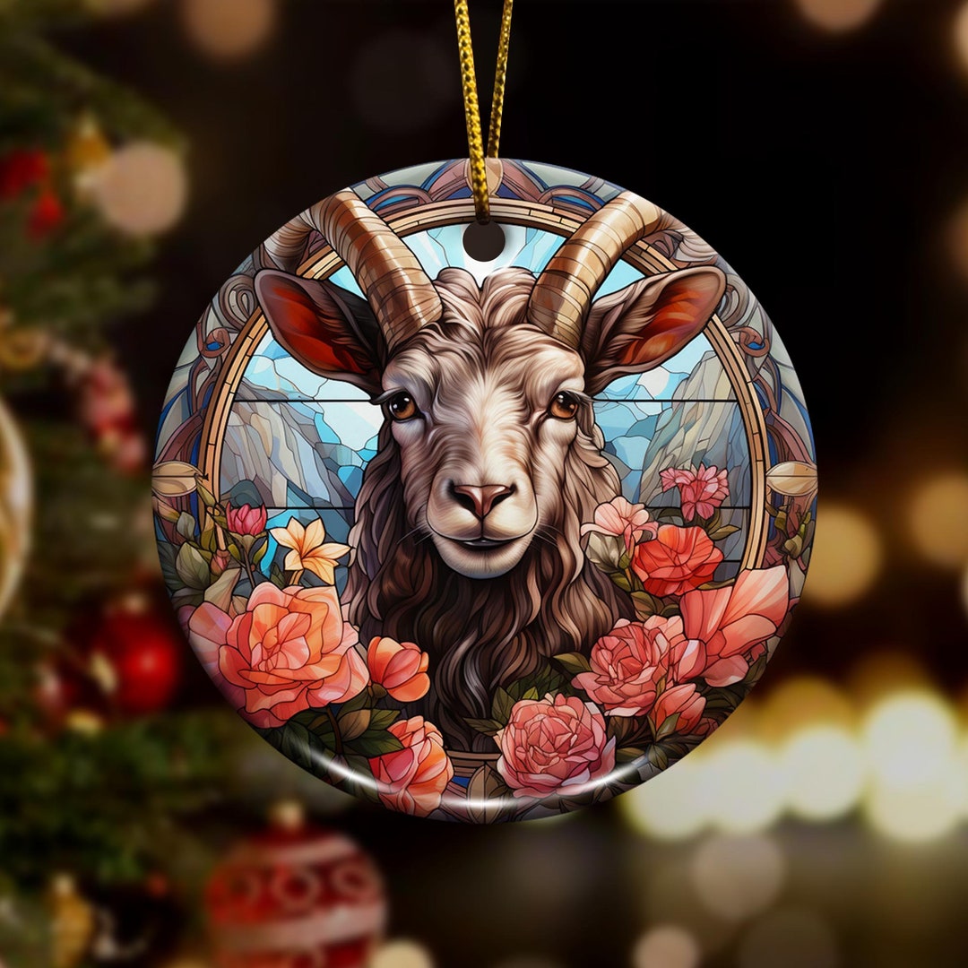 Goat Ceramic Ornament 2 Side Farm Goat Ornament Goat - Etsy