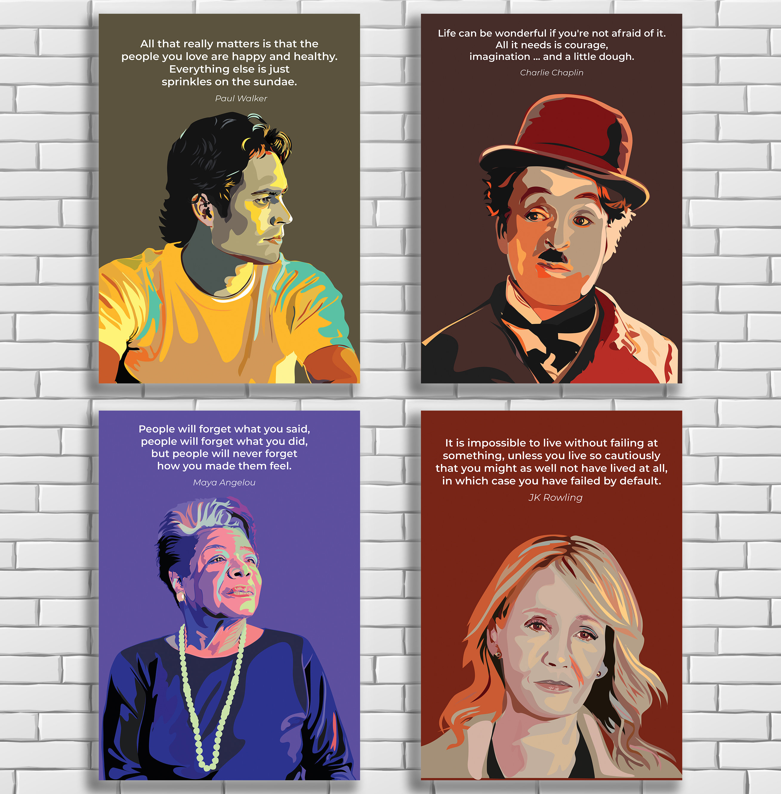 Inspirational People Quote Prints: Maya Angelou, Paul Walker, Chaplin ...