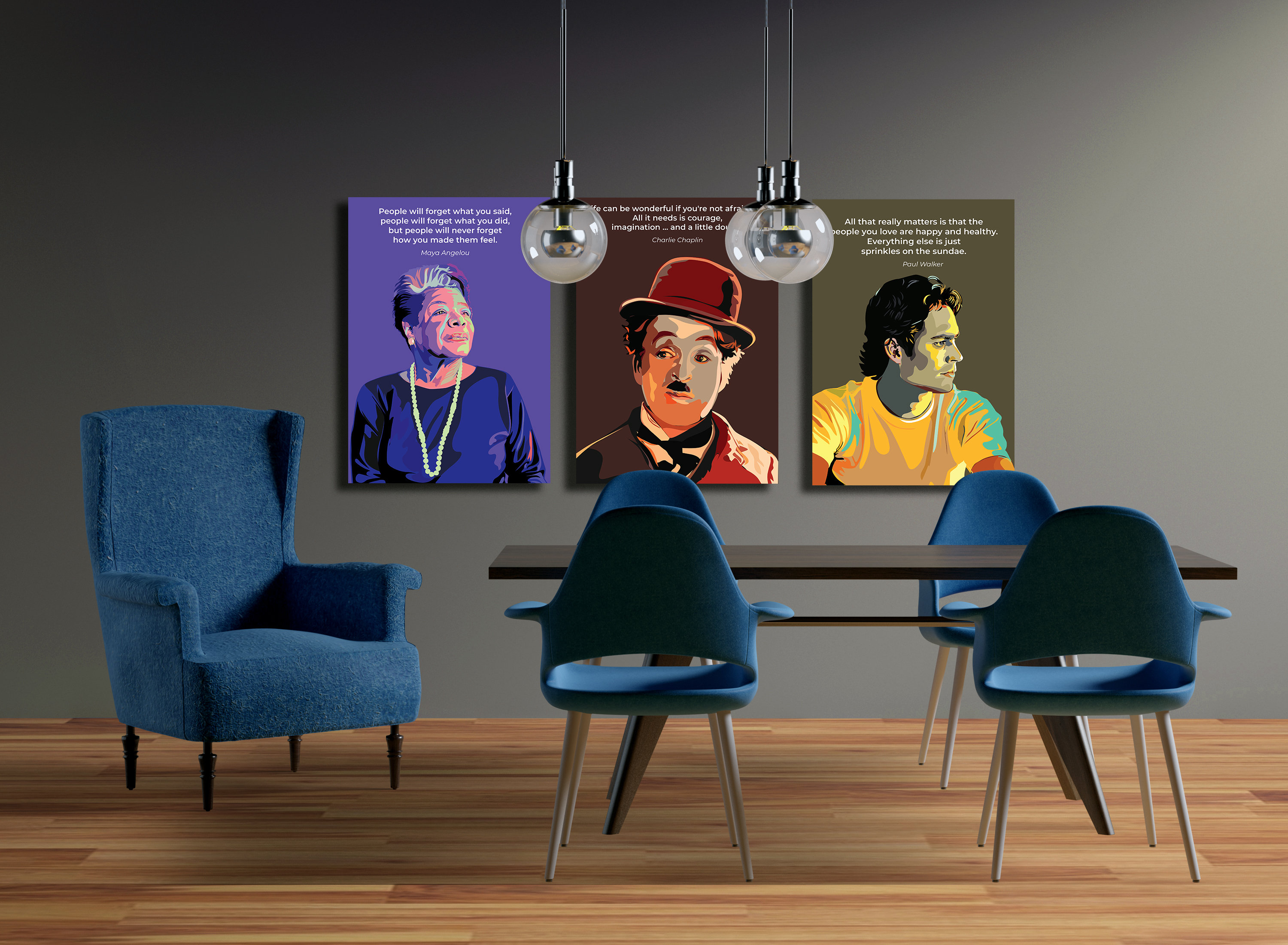 Inspirational People Quote Prints: Maya Angelou, Paul Walker, Chaplin ...