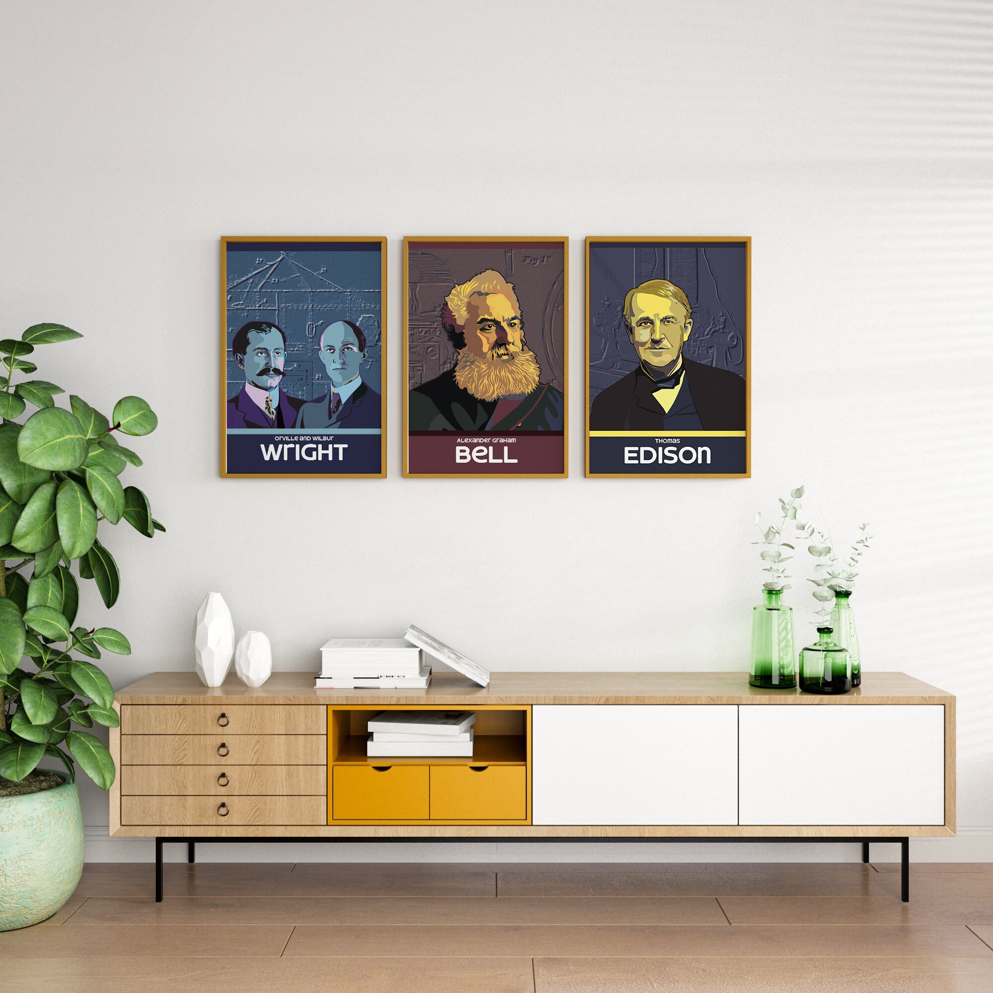 Pioneering Inventors Poster Set: Bell, Wright Brothers, Edison, Pasteur ...