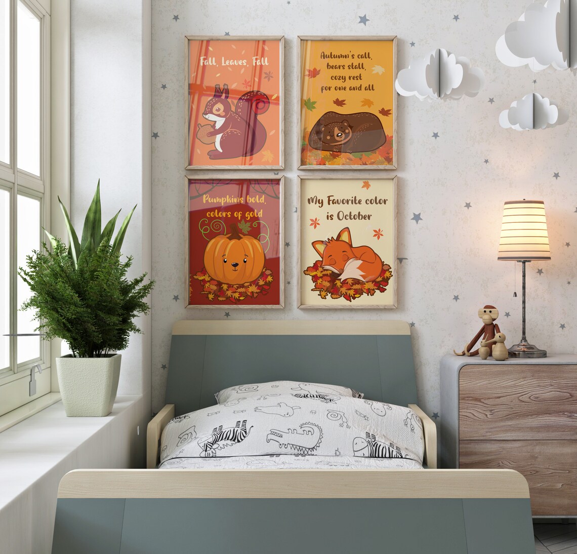 Fall Autumn Posters Kids Fall Classroom Decor Fall Fox Squirrel Pumpkin ...