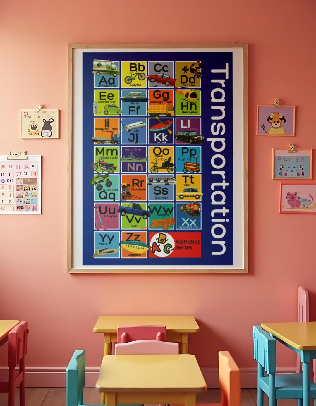 Transportation-themed Alphabet Posters and Flashcards for First Grade ...