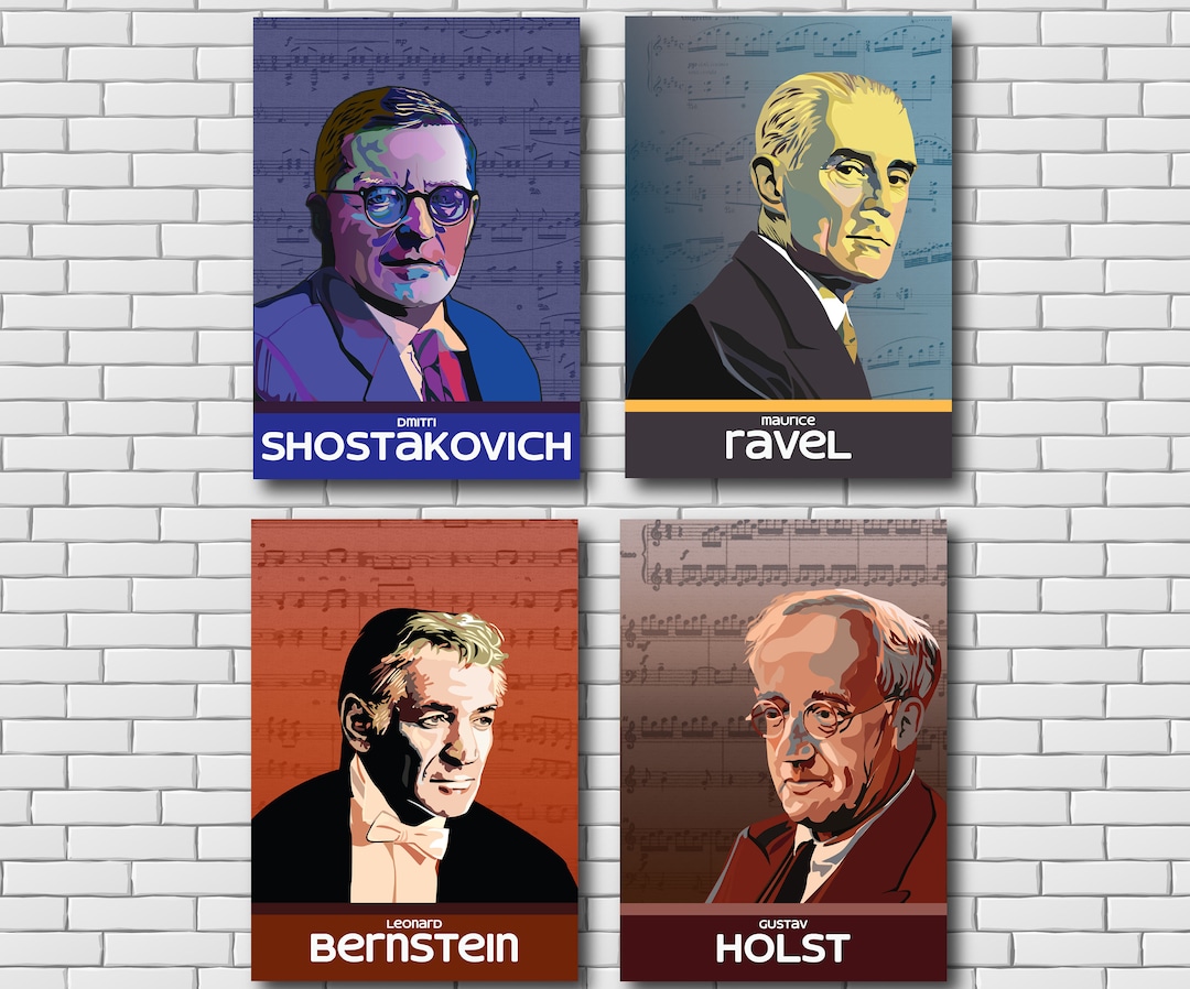 Classical Music Lovers Gift Classical Composers Series, Shostakovich, Bernstein, Ravel, Holst ...
