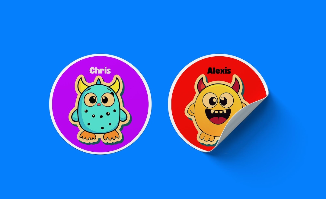 Sticker Set Baby Monsters, Fun Label Kids Cupboards Drawers Lockers Fun ...