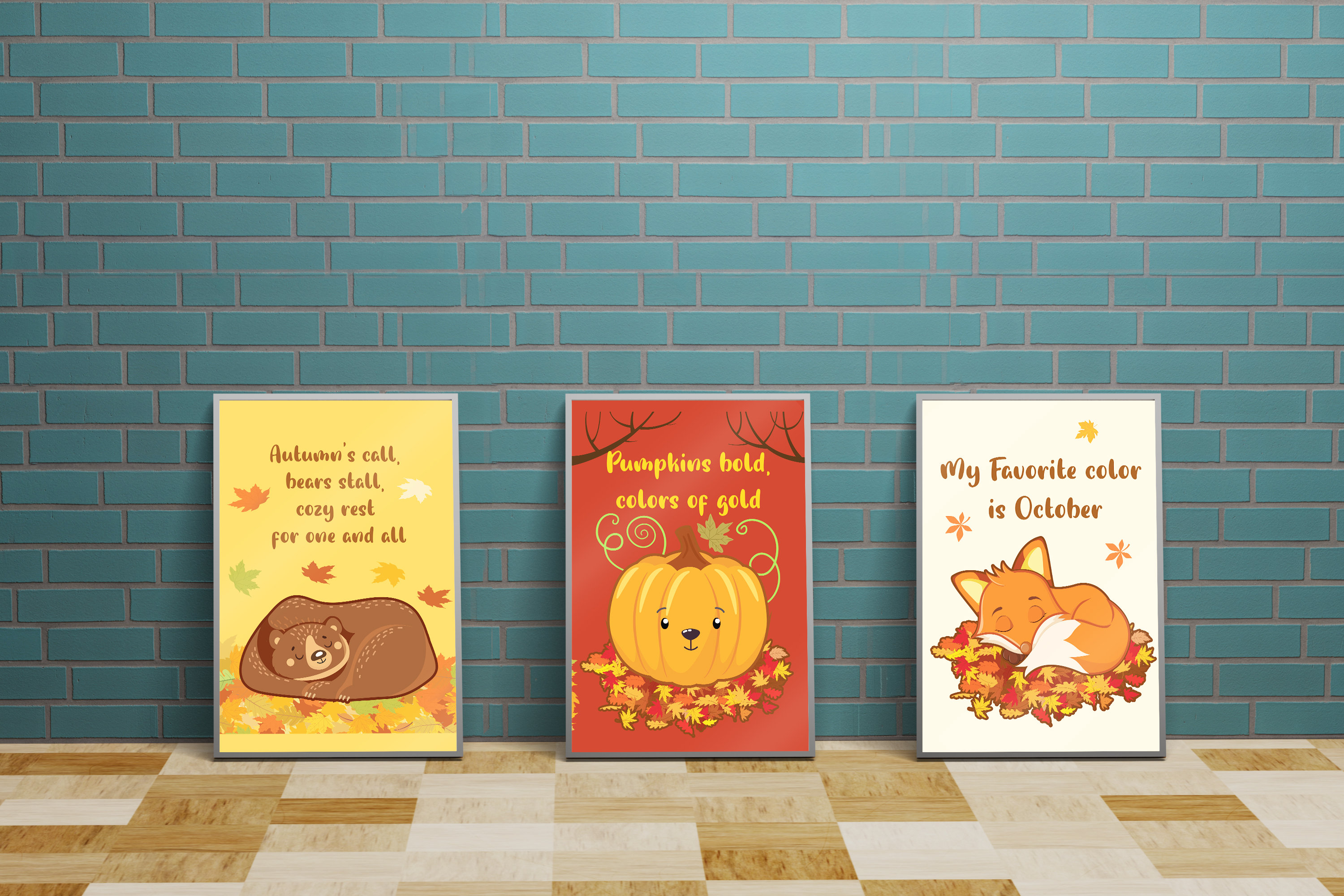 Fall Autumn Posters Kids Fall Classroom Decor Fall Fox Squirrel Pumpkin ...