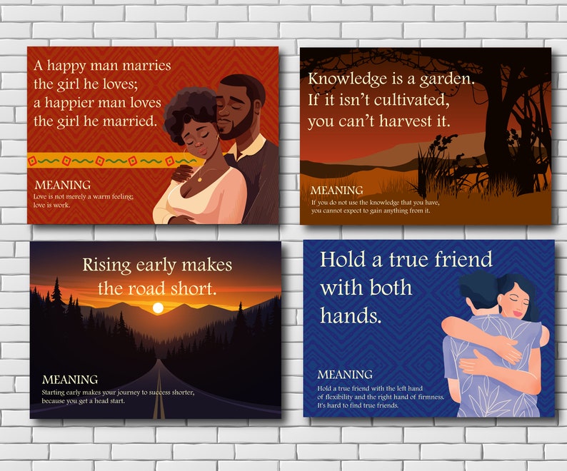 African Proverbs Poster Set: Classroom Decor, Wisdom Quotes (digital ...