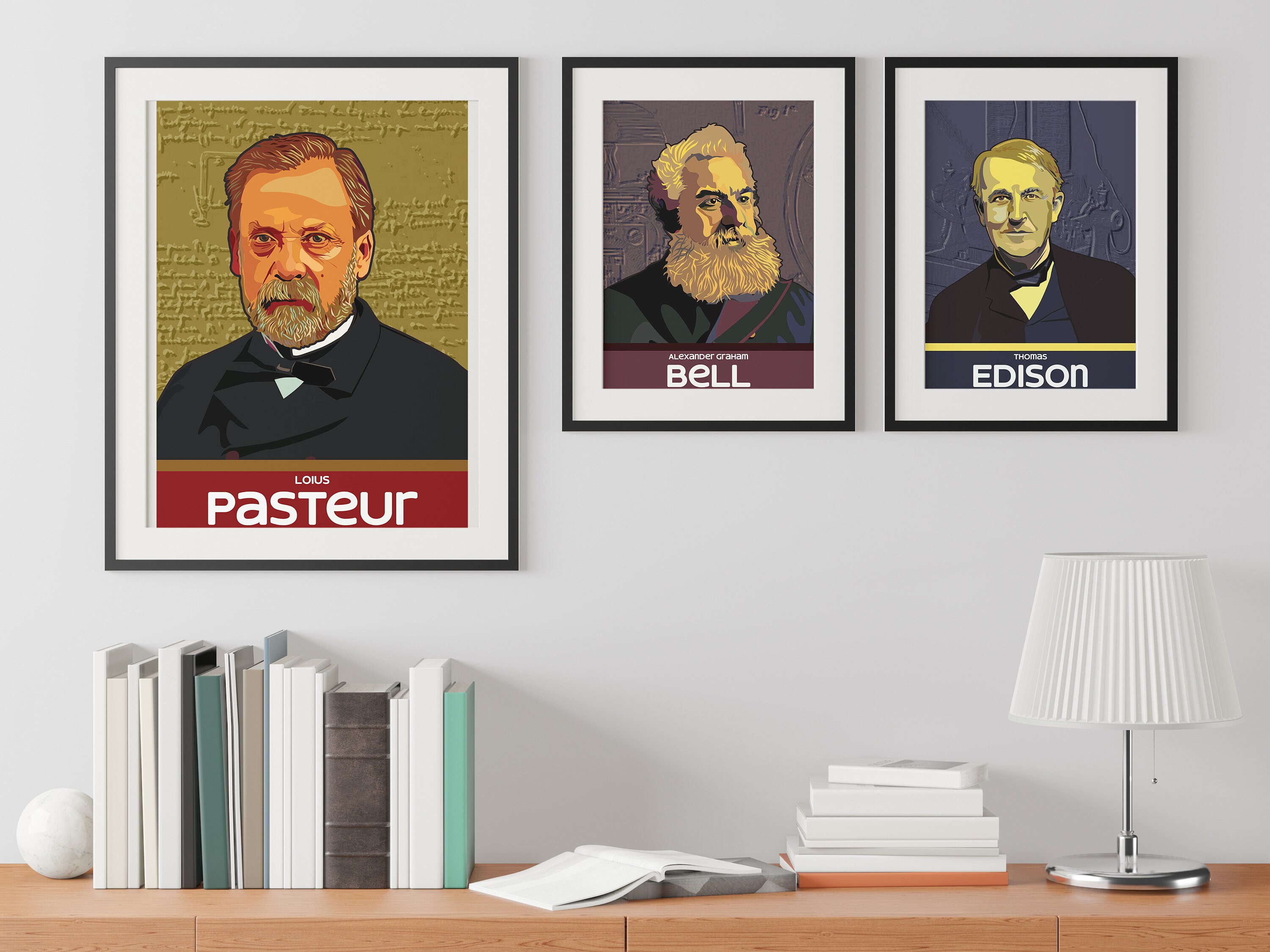 Pioneering Inventors Poster Set: Bell, Wright Brothers, Edison, Pasteur ...