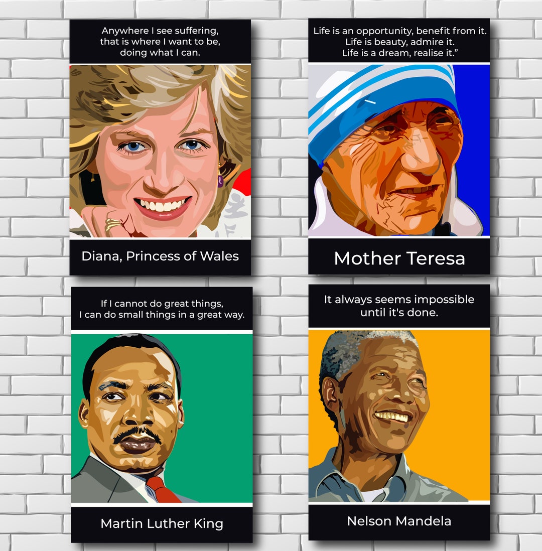 Poster Gift Set of 4 Digital Posters Decor Humanitarians, Inspiring ...