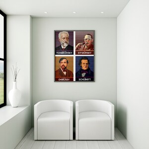 Classical Composers Poster Set: Stravinsky, Schubert, Tchaikovsky ...