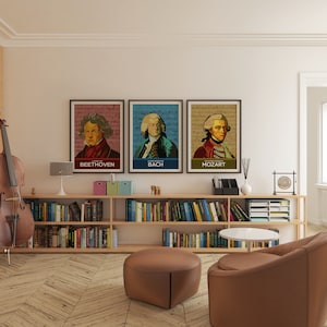 Classical Composers Poster Set: Mozart, Bach, Beethoven, Chopin ...