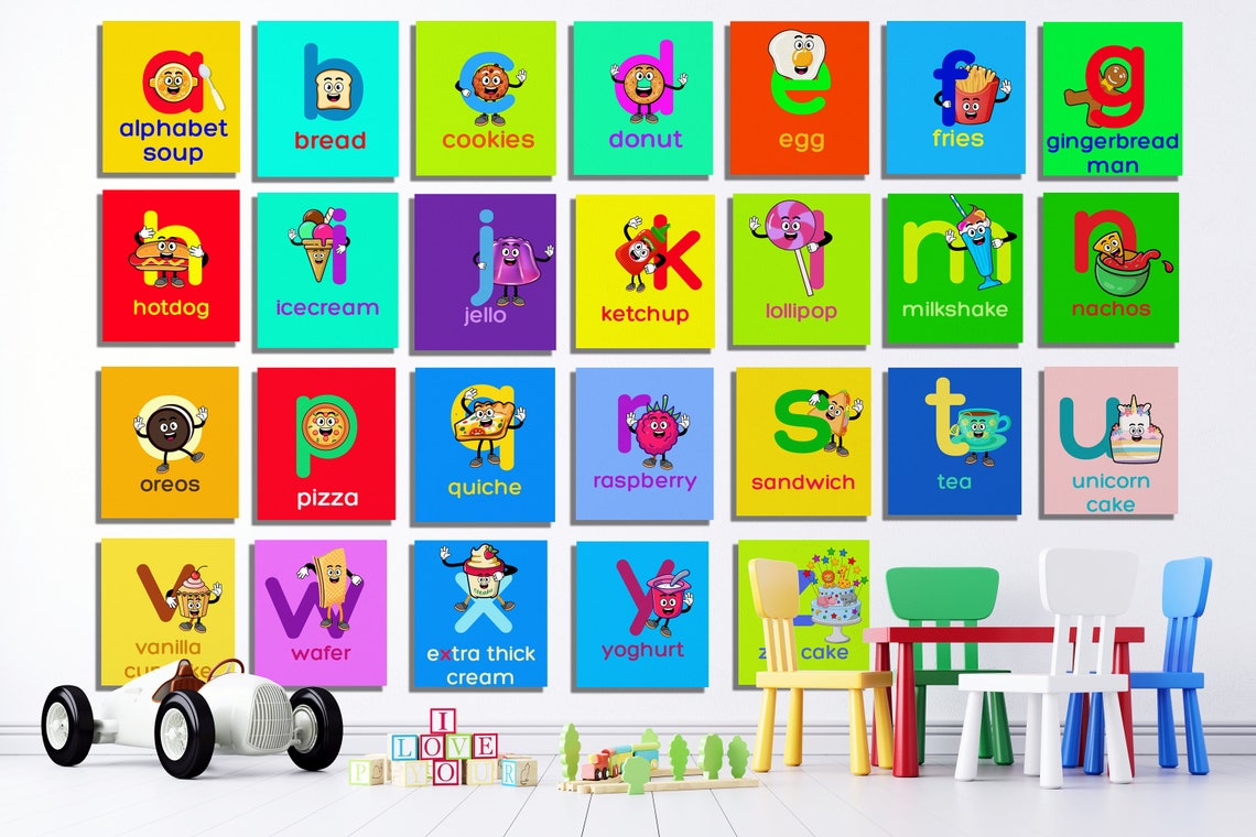 ABC Letter Learning, Alphabet Poster Fun, ABC Fun Food Alphabet Kids ...