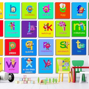 Fun ABC Food Alphabet Poster for Kids Kindergarten & First Grade ...