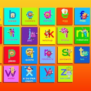 Fun ABC Food Alphabet Poster for Kids Kindergarten & First Grade ...