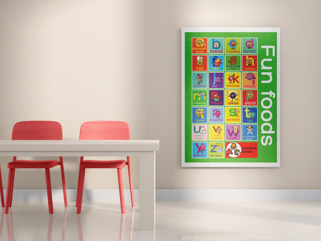 Fun Foodie ABC Posters Flashcards First Grade Kindergarten Educational ...