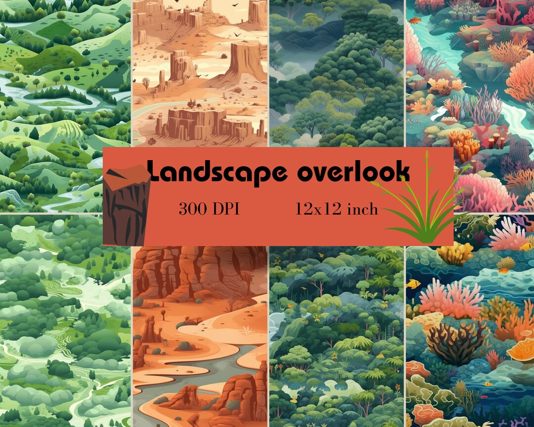 Seamless Landscape Overlook Patterns - Etsy