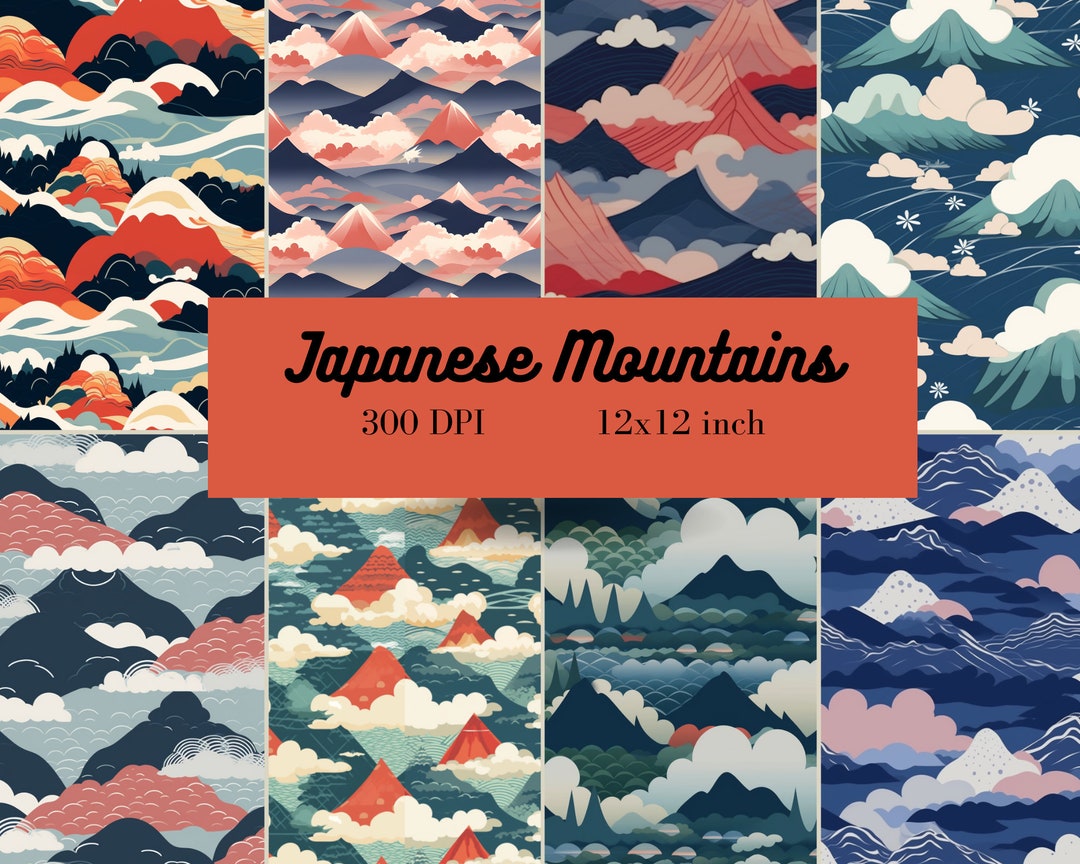 Seamless Tileable Japanese Mountains Pattern - Etsy