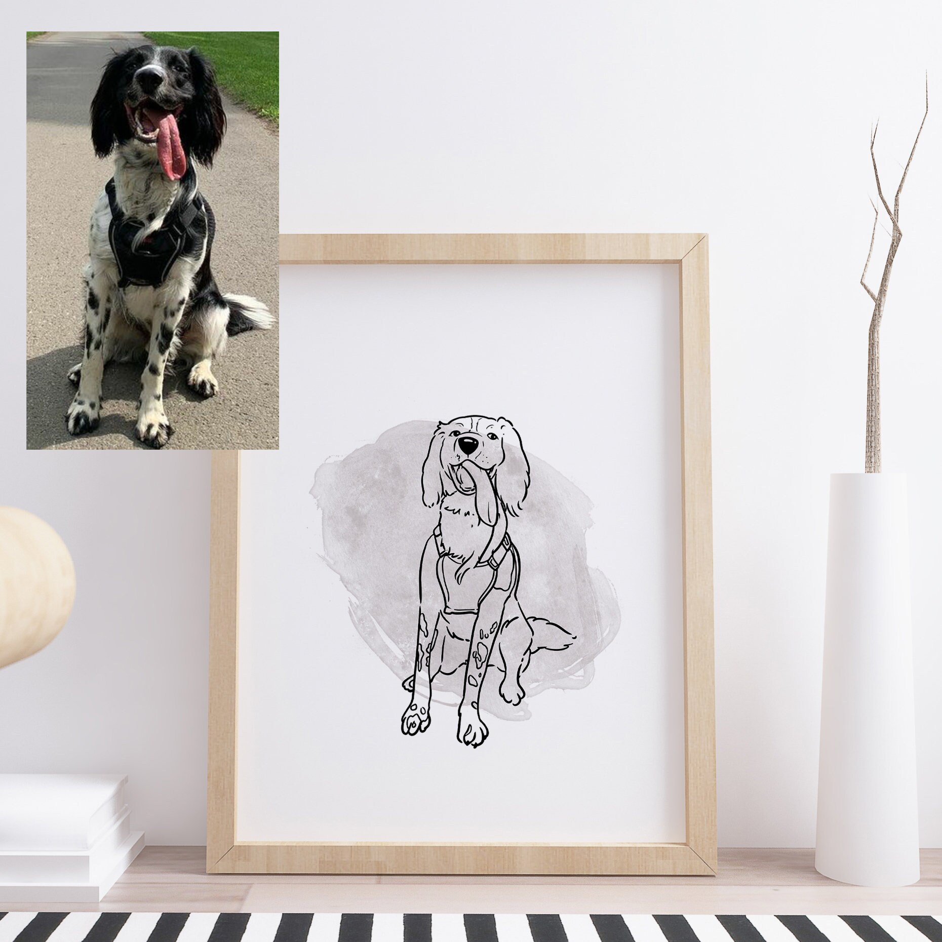Personalised Dog Line Drawing |digital Line Drawing From Pet Photo ...