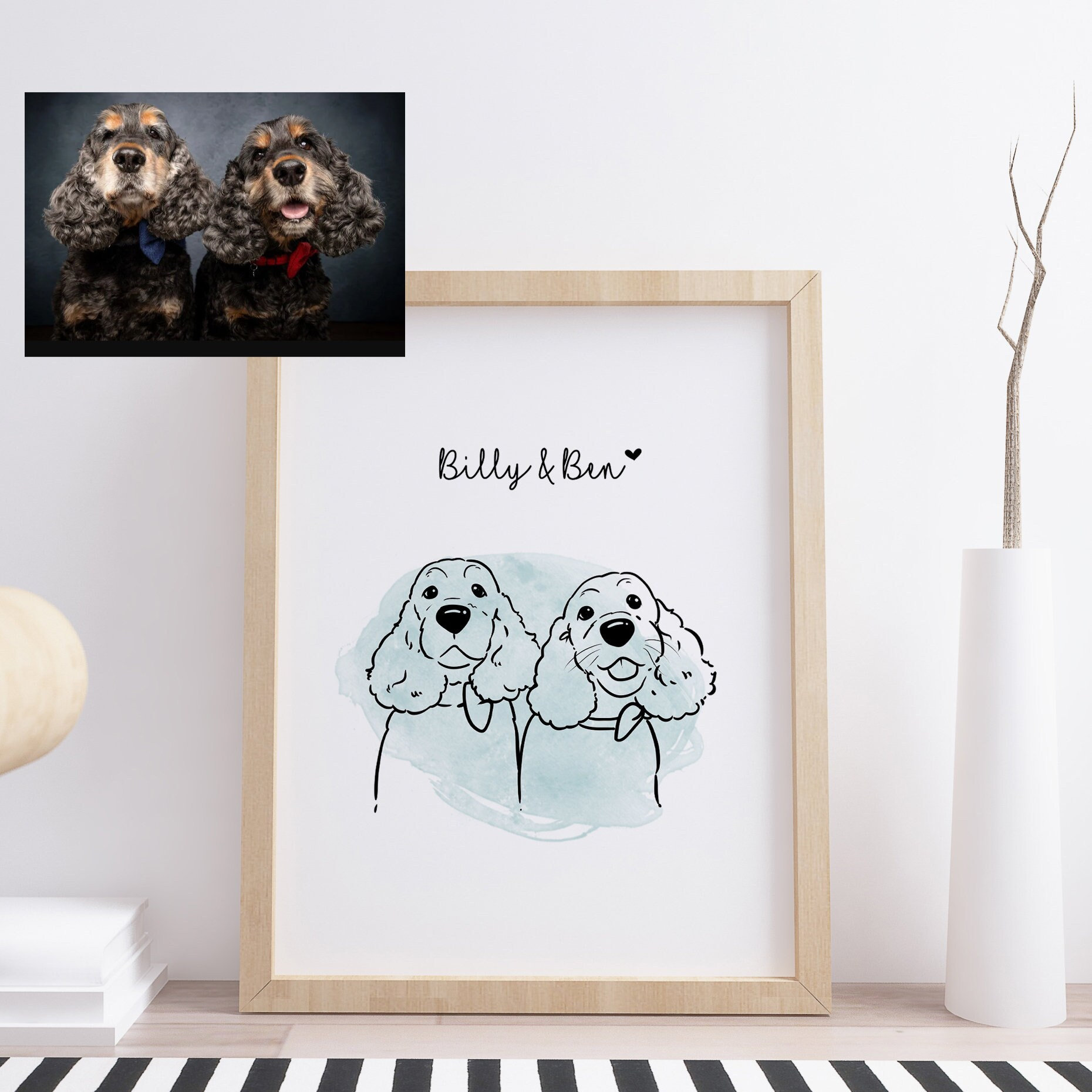 Personalised Dog Line Drawing |digital Line Drawing From Pet Photo ...