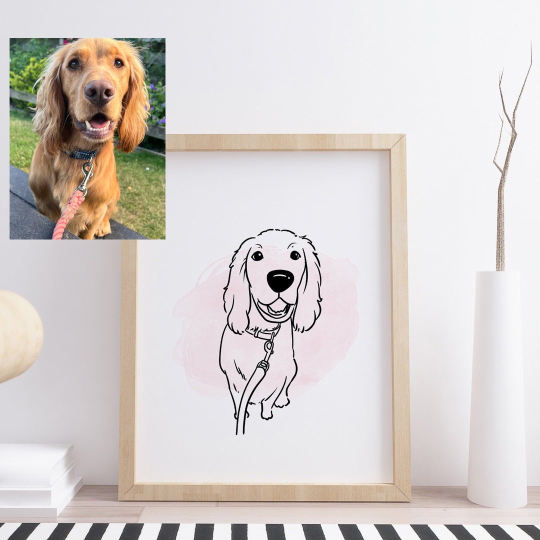 Custom Pet Outline Drawing |digital Line Drawing From Dog Photo ...