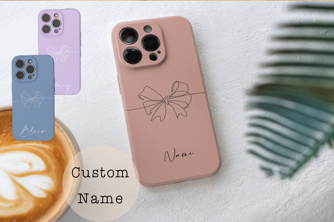 Custom iPhone Case With Name and Line Art, Personalised Ribbon Art ...