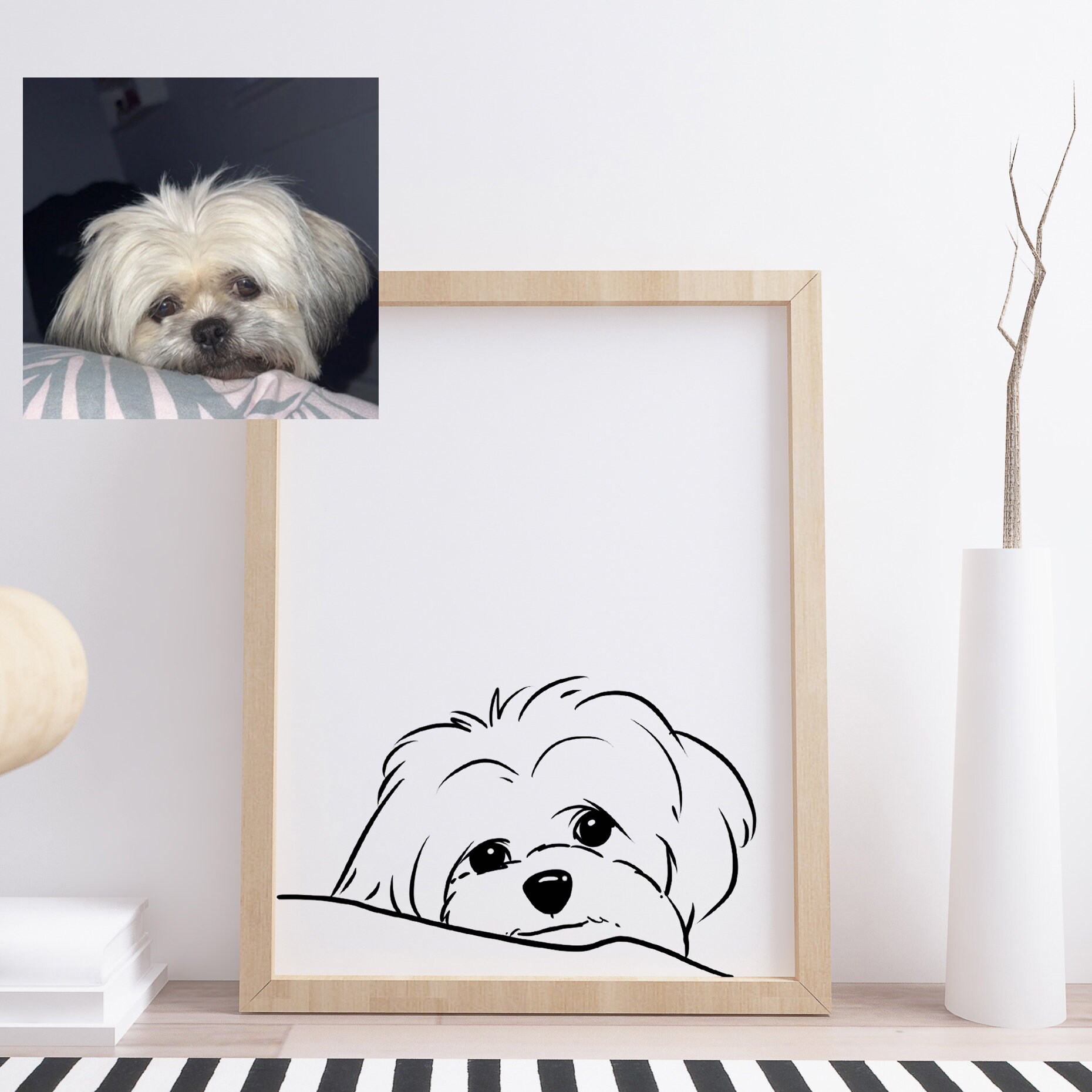 Personalised Dog Line Drawing |digital Line Drawing From Pet Photo ...