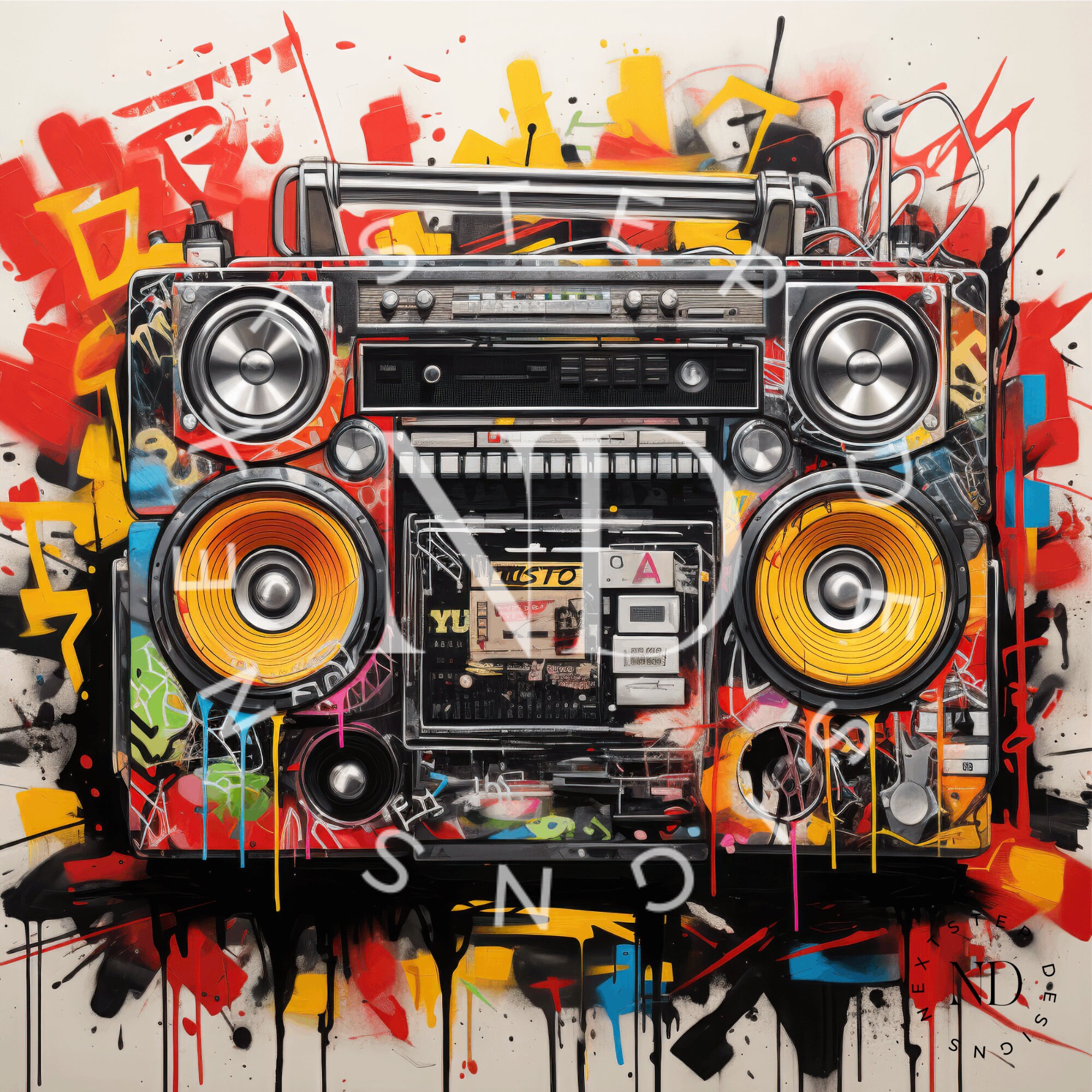 Vintage Hip Hop Ghettoblaster Sublimation, Graffiti Paint Sublimation ...