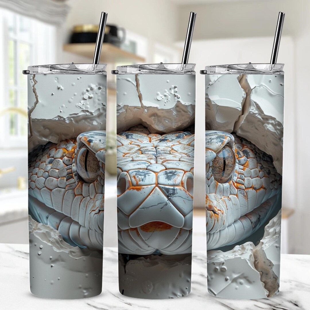 3D King Cobra Snake Tumbler Wrap PNG Design, Cobra Snake Cracked 3D ...
