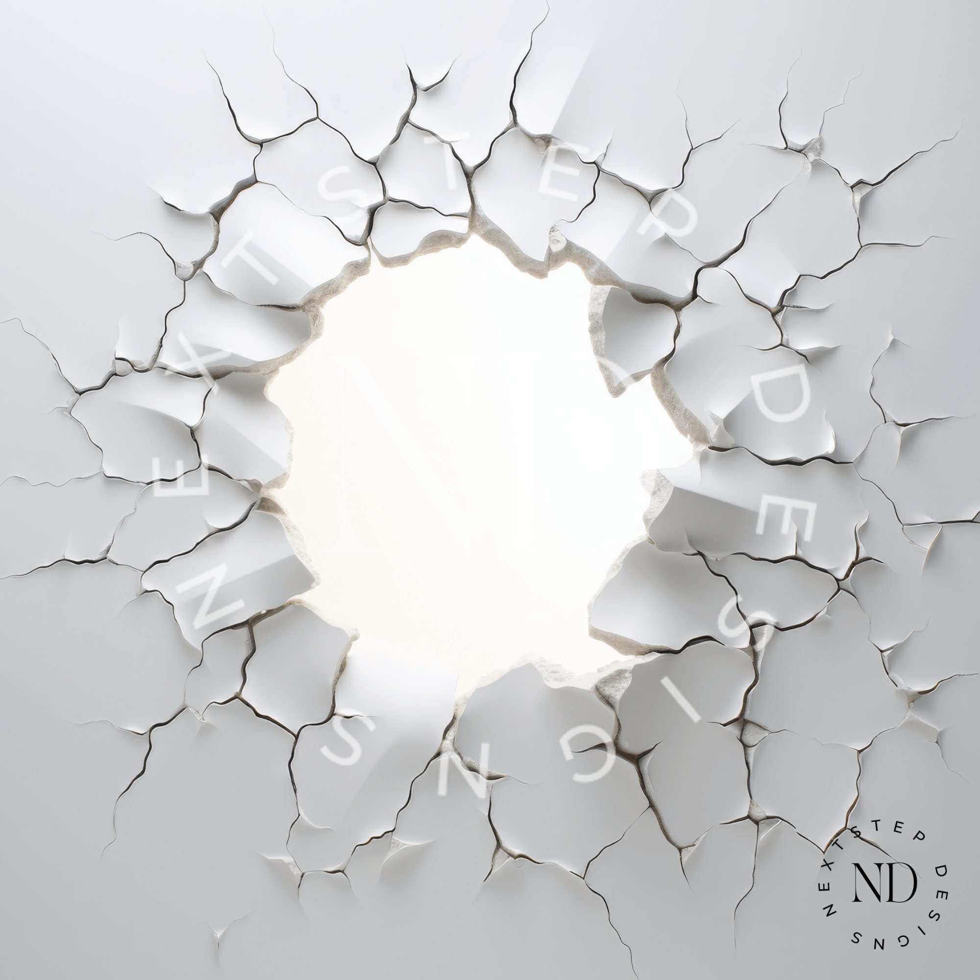 3D Cracked Wall Sticker, 3D Mug Template, 3D Tumbler Wrap Sublimation ...