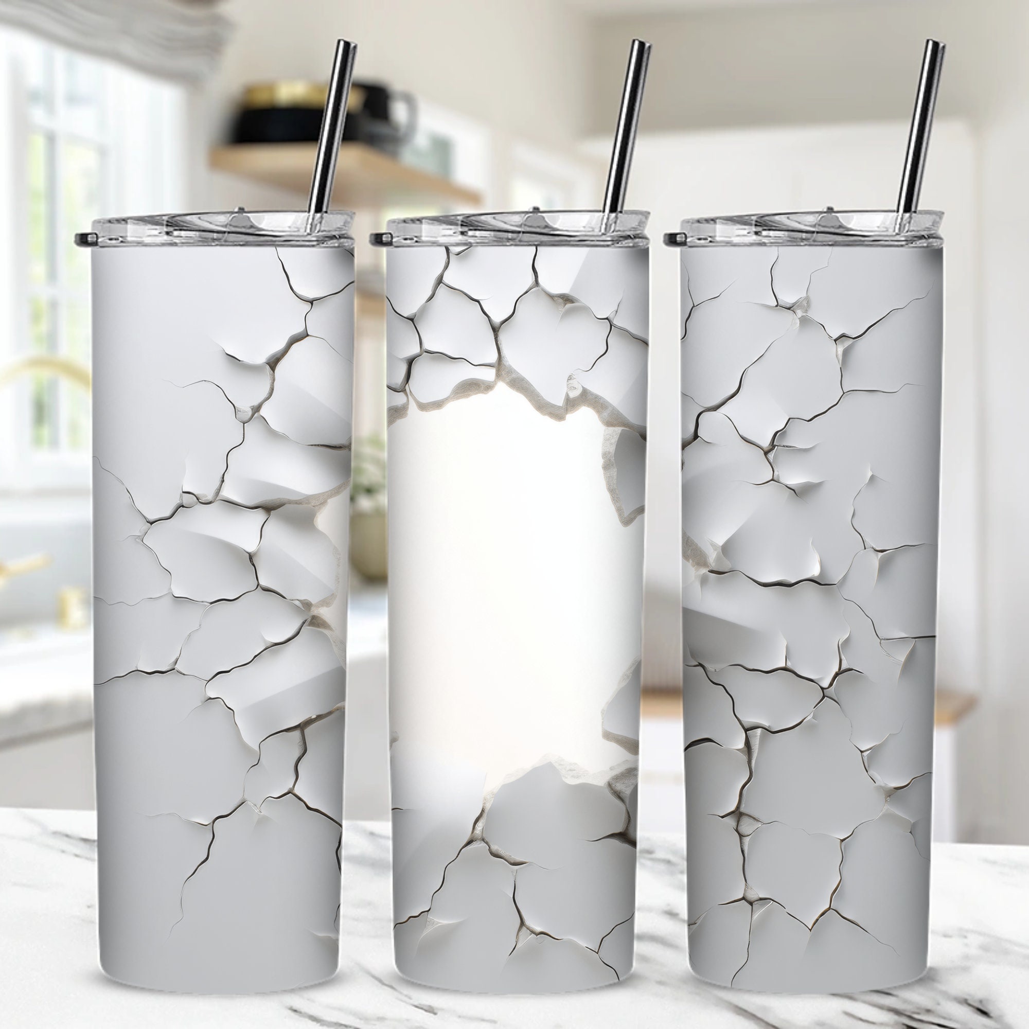 3D Cracked Wall Sticker, 3D Mug Template, 3D Tumbler Wrap Sublimation ...