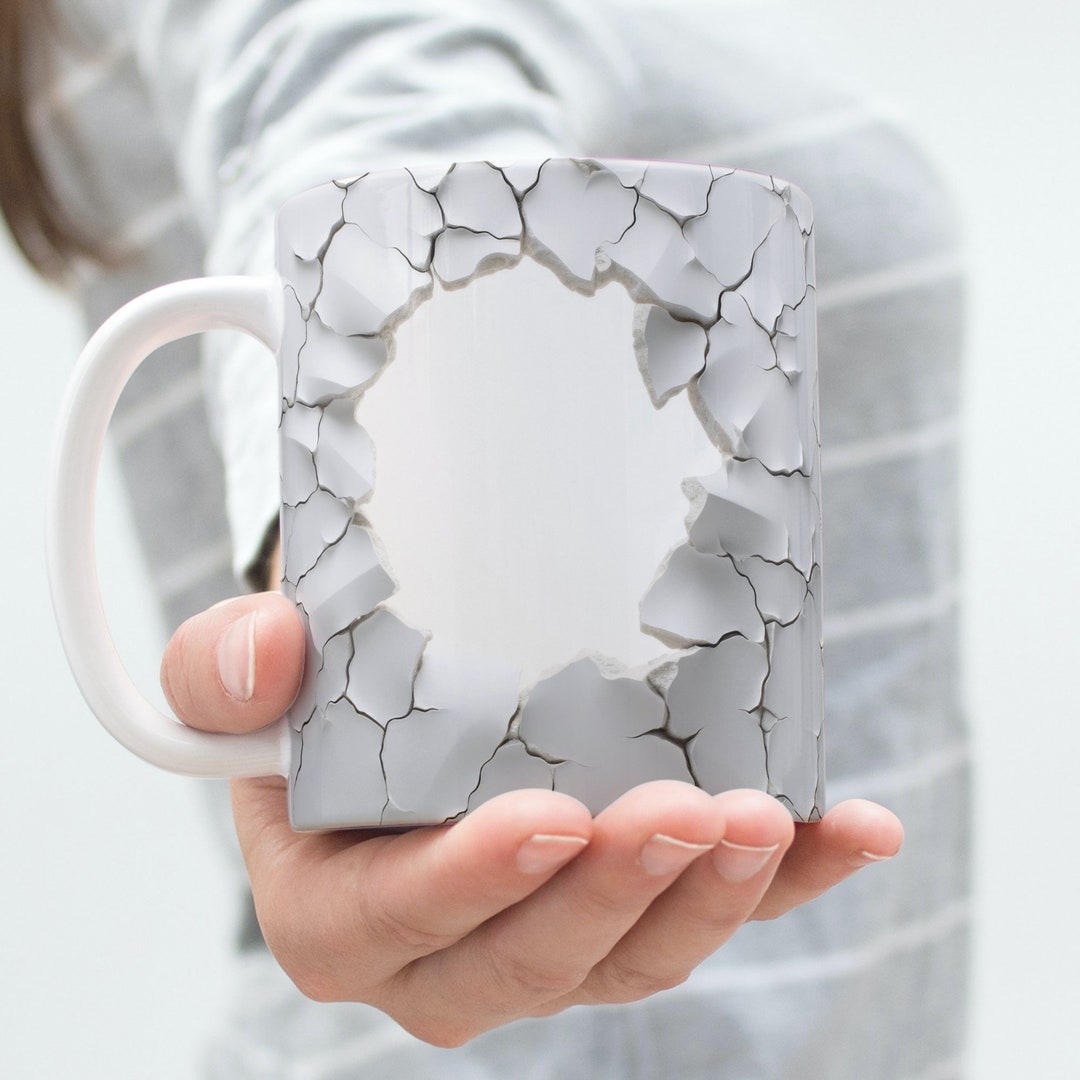 3D Cracked Wall Sticker, 3D Mug Template, 3D Tumbler Wrap Sublimation ...