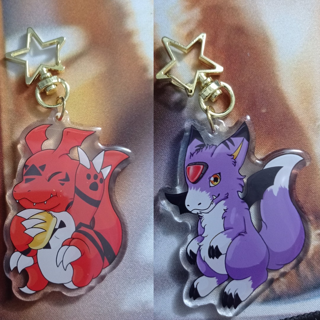 Digimon Guilmon and Dorumon Acrylic Keychain - Etsy